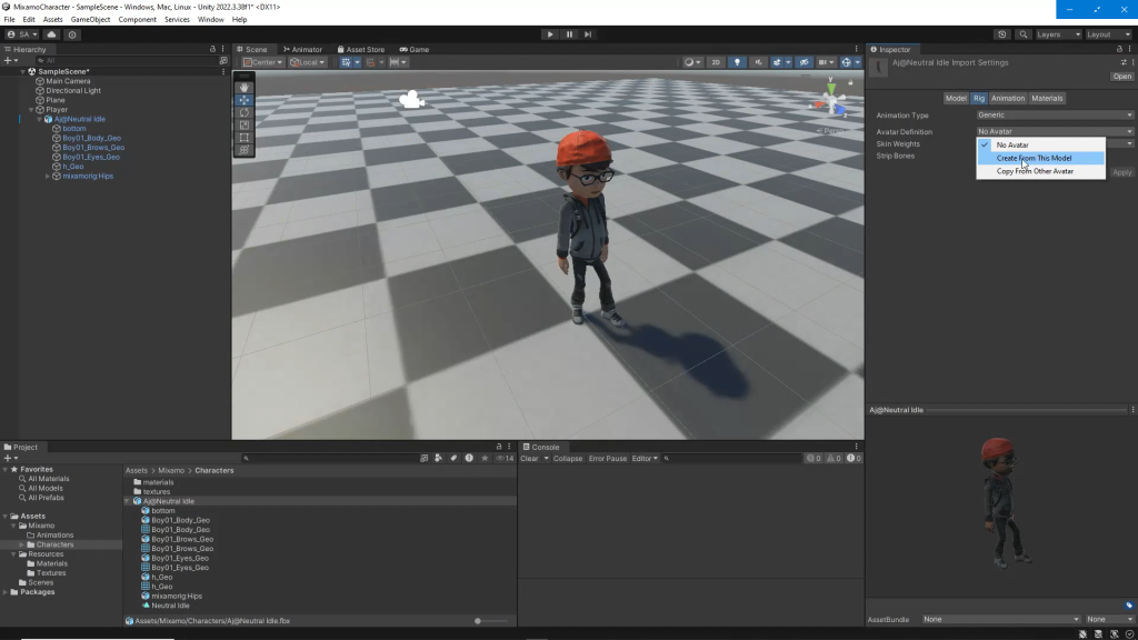 Importing and Animating 3D Models from Mixamo in Unity - Faramira